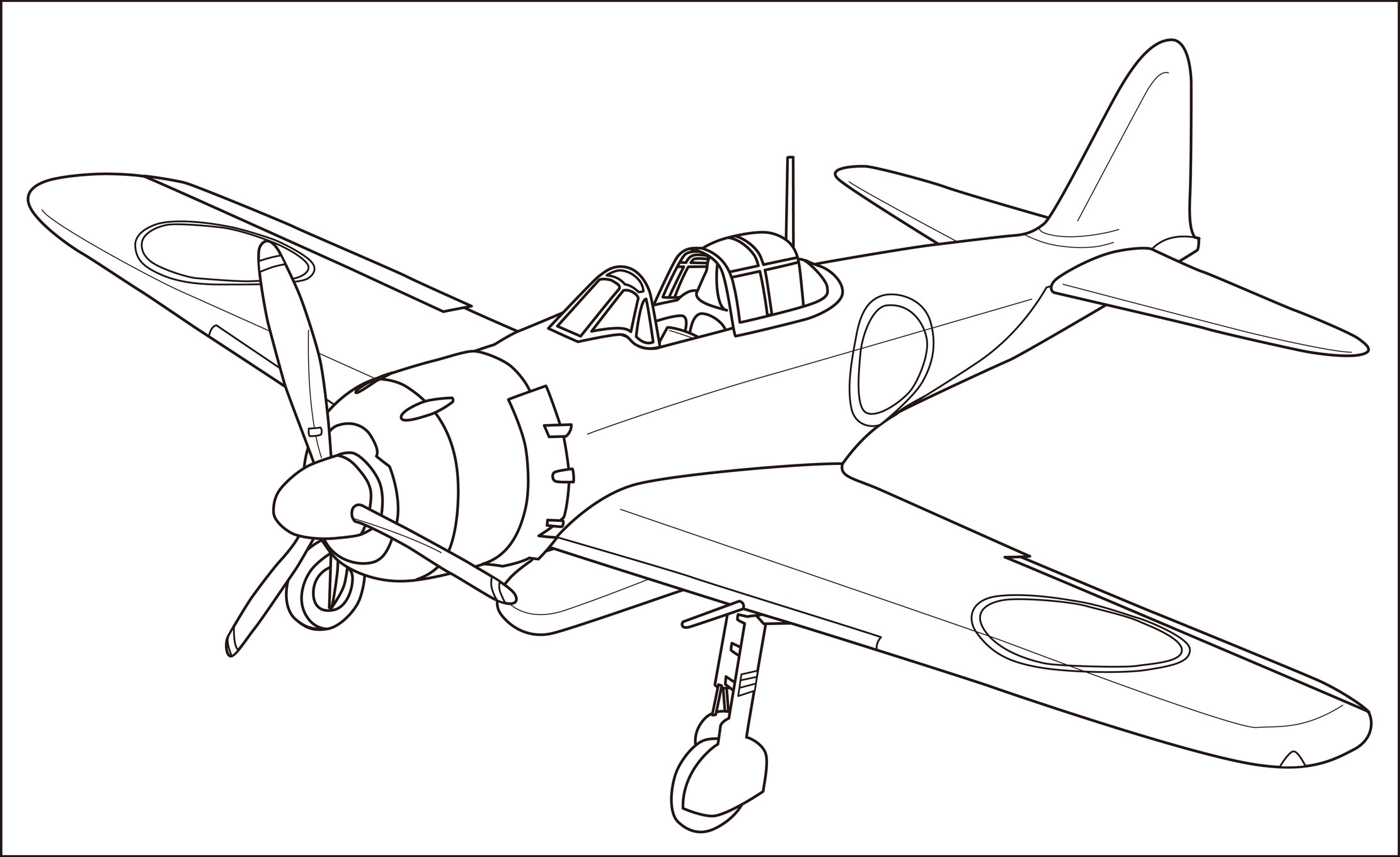 高齢者レク素材 戦闘機回想塗り絵介護レク広場レク素材やレクネタ企画書の無料ダウンロード